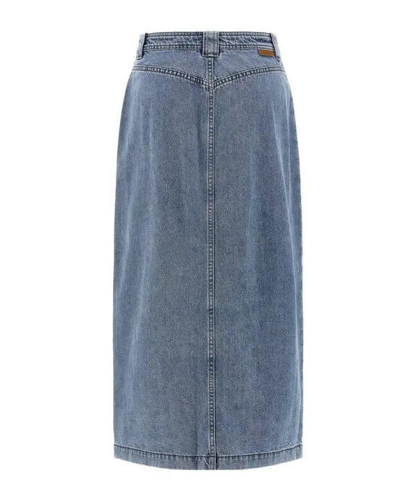 Zimmermann Denim Midi Skirt With Button Front And Belt Loops - Blue