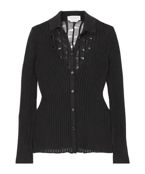 Gabriela Hearst Ribbed Open-knit Silk Shirt