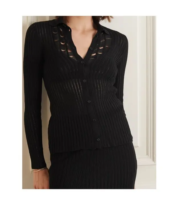 Gabriela Hearst Ribbed Open-knit Silk Shirt