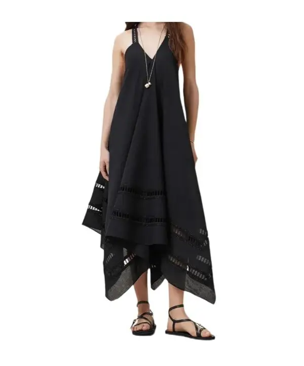 ALLSAINTS Lace Insert Asymmetric Day Dress
