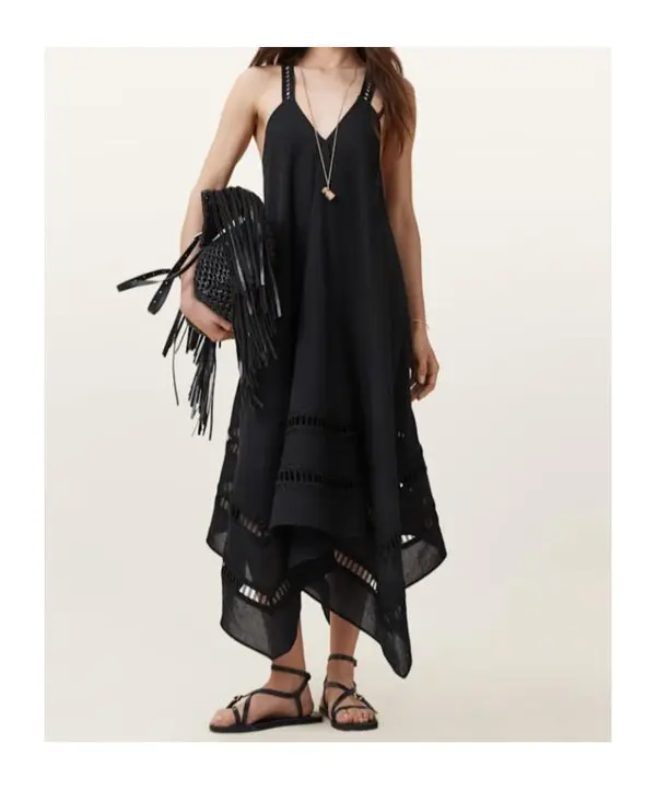 ALLSAINTS Lace Insert Asymmetric Day Dress