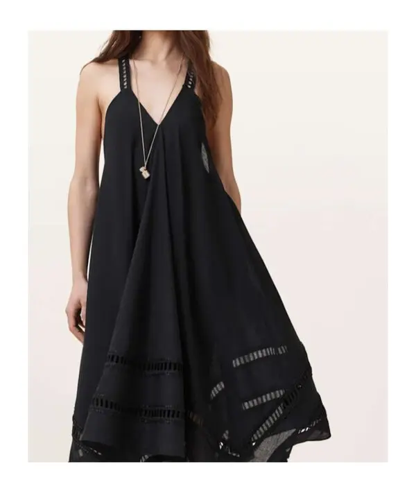 ALLSAINTS Lace Insert Asymmetric Day Dress