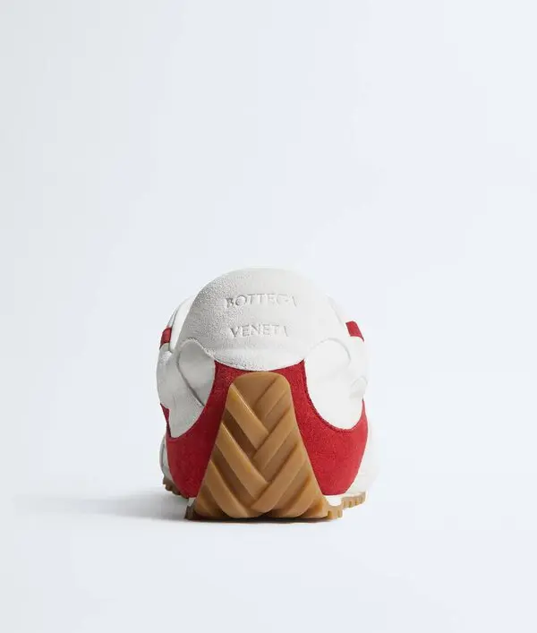 Bottega Veneta Orbit Flash Suede And Nylon Sneakers - Optic White/deep Red