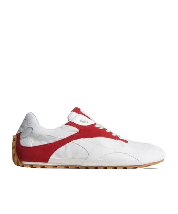 Bottega Veneta Orbit Flash Suede And Nylon Sneakers - Optical White/dark Red