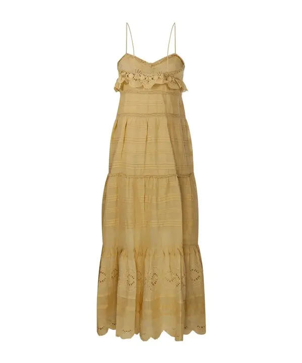 Isabel Marant Étoile Sleeveless Maxi Dress With Lace And Embroidery - Green