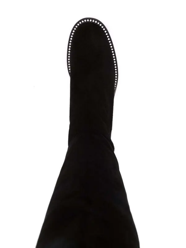 STUART WEITZMAN Suede Knee-length Boots With Laminated Low Heels