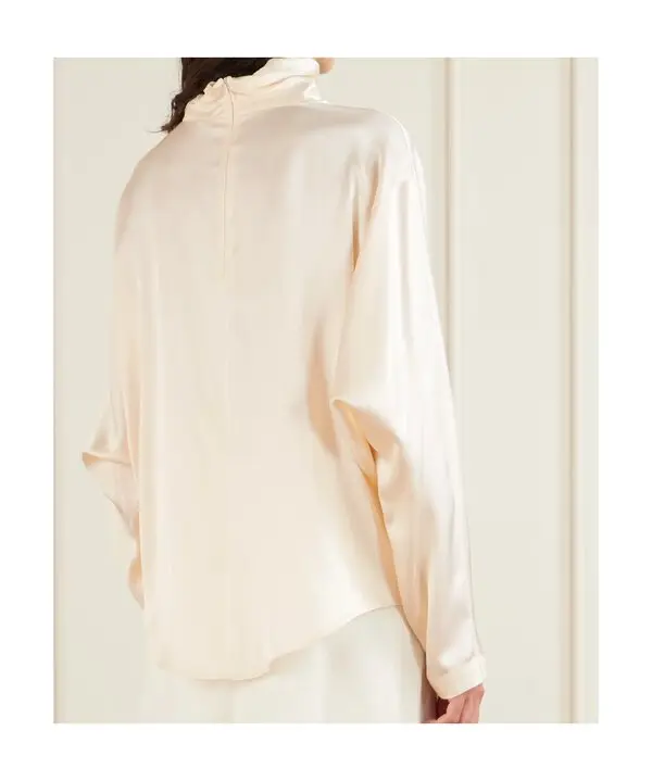 Brunello Cucinelli Silk-satin Turtleneck Blouse