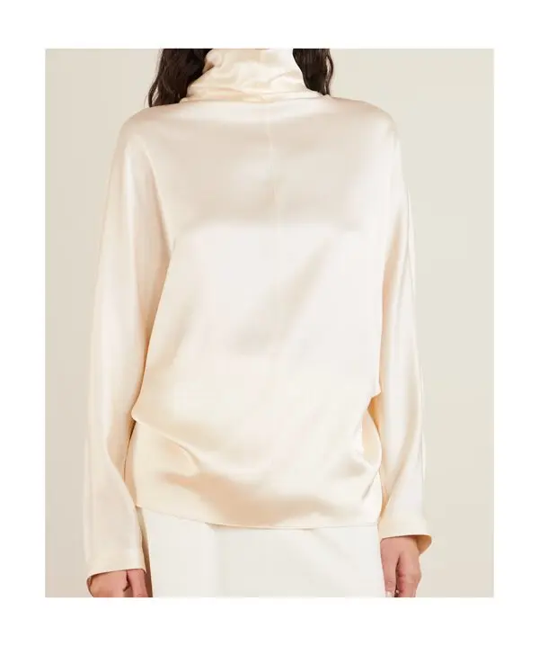 Brunello Cucinelli Silk-satin Turtleneck Blouse