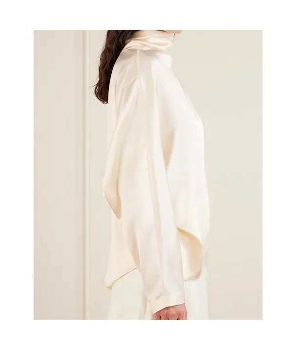 Brunello Cucinelli Silk-satin Turtleneck Blouse