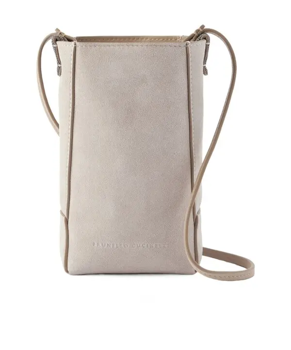 Brunello Cucinelli Embellished Suede Pouch