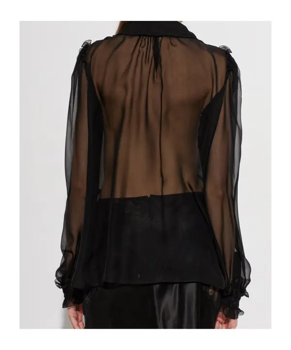 Dolce & Gabbana Sheer Ruffle Trim Shirt