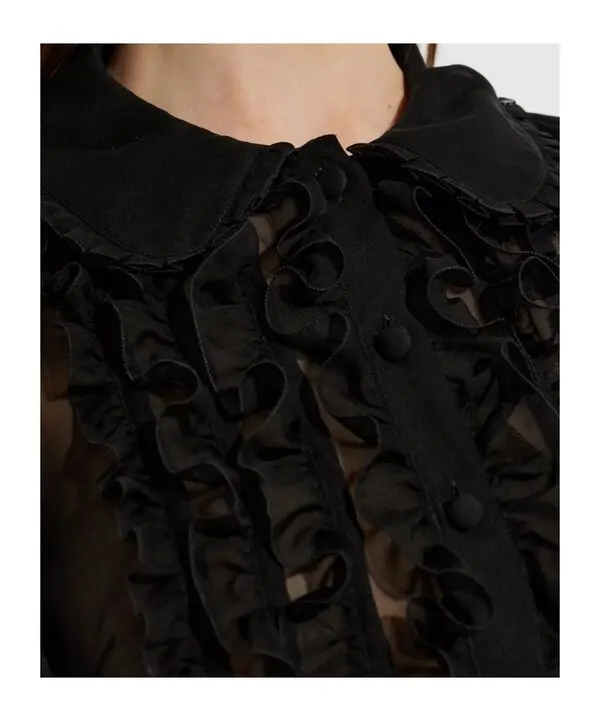 Dolce & Gabbana Sheer Ruffle Trim Shirt