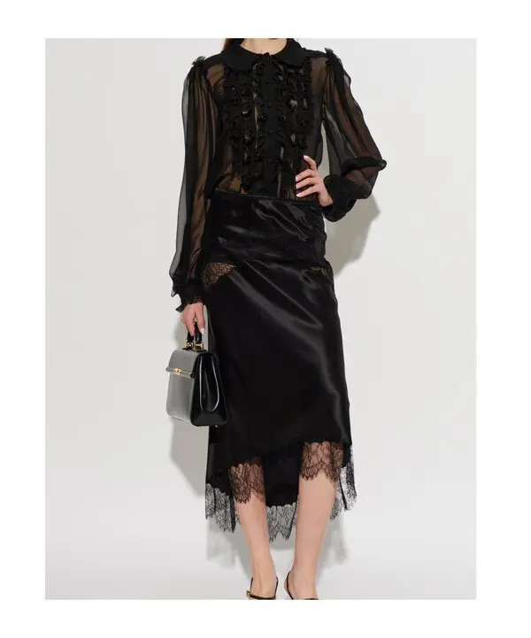 Dolce & Gabbana Sheer Ruffle Trim Shirt