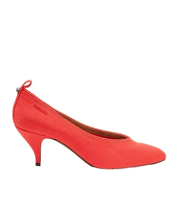 Versace Tina Denim Pointed Pumps - Red