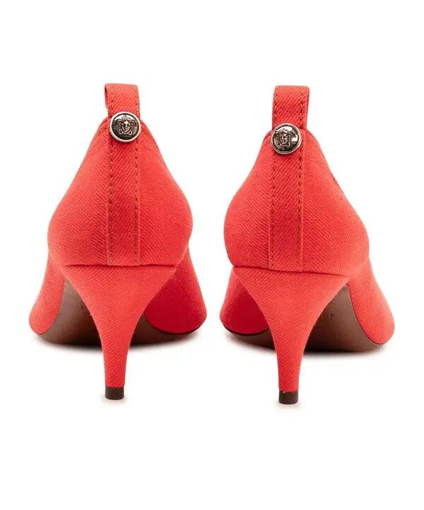 Versace Tina Denim Pointed Pumps - Red