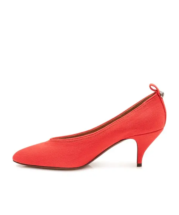 Versace Tina Denim Pointed Pumps - Red