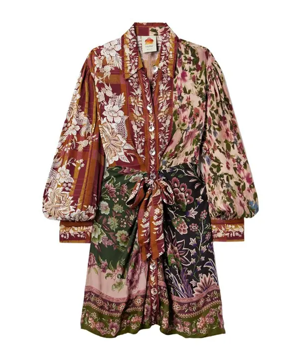 Farm Rio Mixed Print Button-up Mini Dress - Multicolor