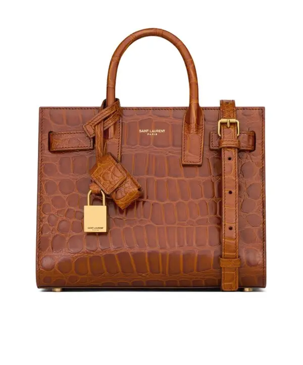 Saint Laurent Sac De Jour Embossed Tote Bag - Brown
