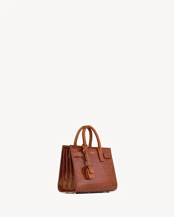 Saint Laurent Sac De Jour Embossed Tote Bag - Brown