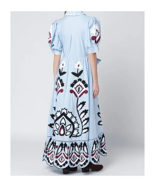 Farm Rio Embroidered V-neck Maxi Dress