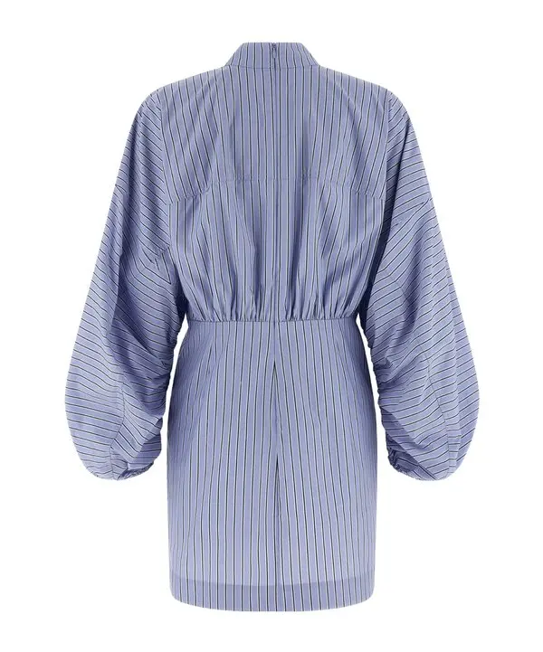 Zimmermann Striped Shirt Dress With Stand-up Collar And Batwing Sleeves