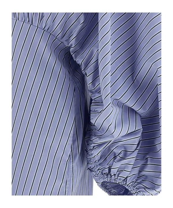 Zimmermann Striped Shirt Dress With Stand-up Collar And Batwing Sleeves