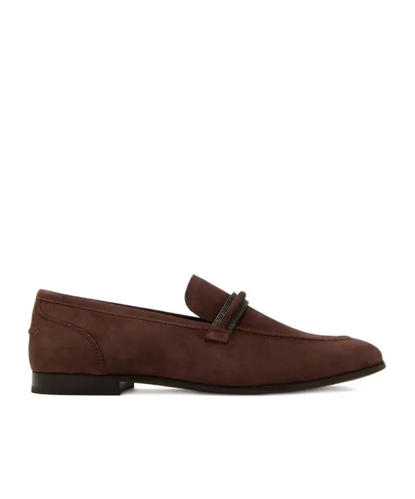 Brunello Cucinelli Suede Beaded Loafers - Red