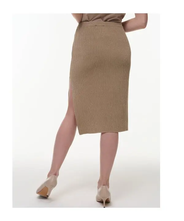 Marella Ribbed Knit Midi Skirt With Drawstring Waist