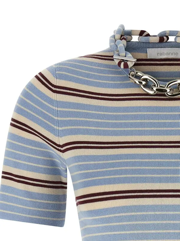 Rabanne Striped T-shirt With Chain Detail