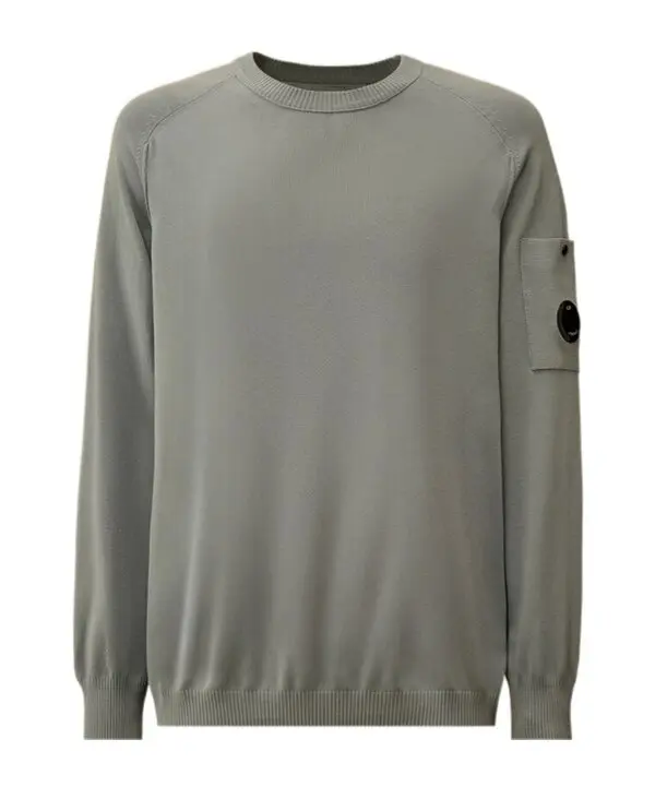 C.P. COMPANY Knitted Sweater With Lens Detail - Gray