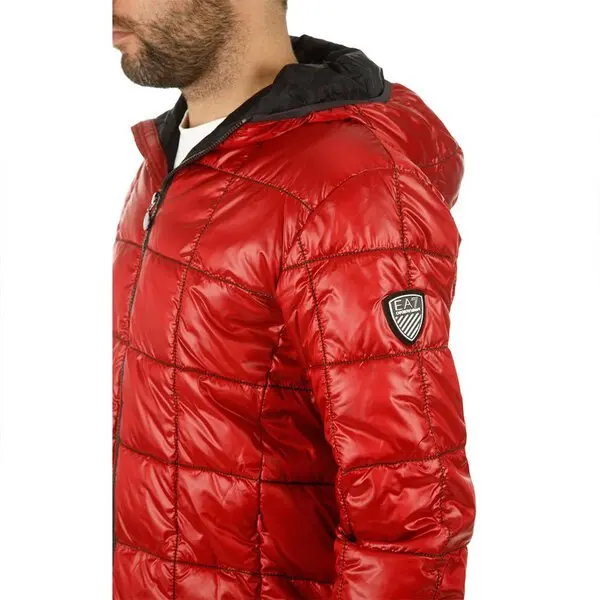 EA7 Hooded Quilted Jacket - Red