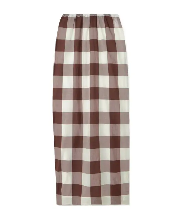 Posse Mira Gingham Cotton-voile Maxi Skirt - Brown