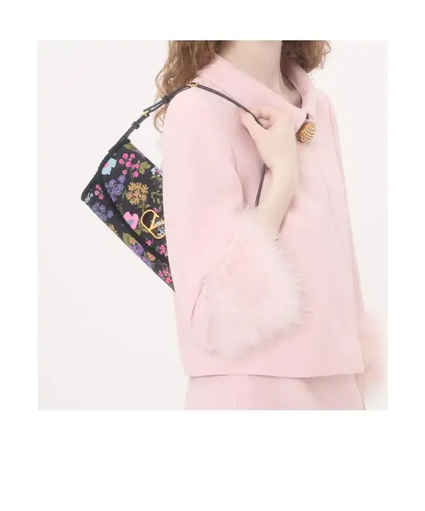 Valentino Garavani Small Devain Papier Floral Shoulder Bag - Black