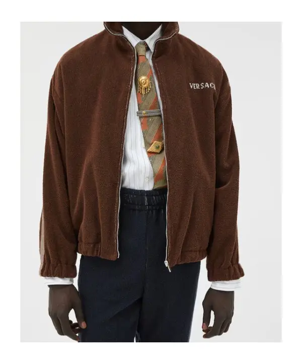 Versace Terry Jacquard Zipped Sweatshirt - Brown