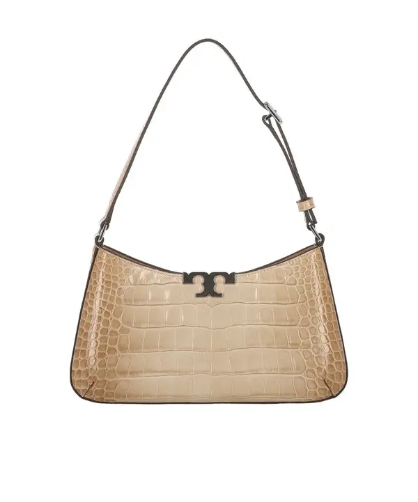 Tory Burch Eleanor Crocodile-embossed Shoulder Bag - Beige