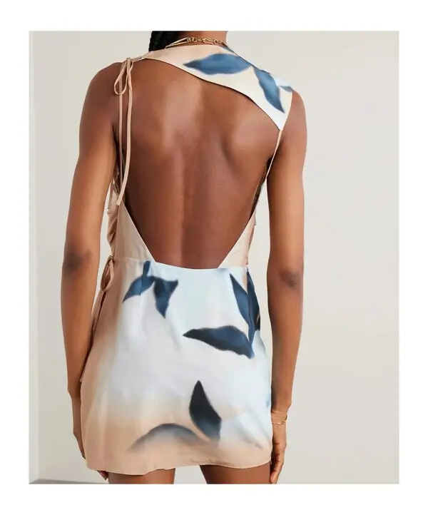 SIR. Open-back Floral Silk Crepe De Chine Mini Dress - White