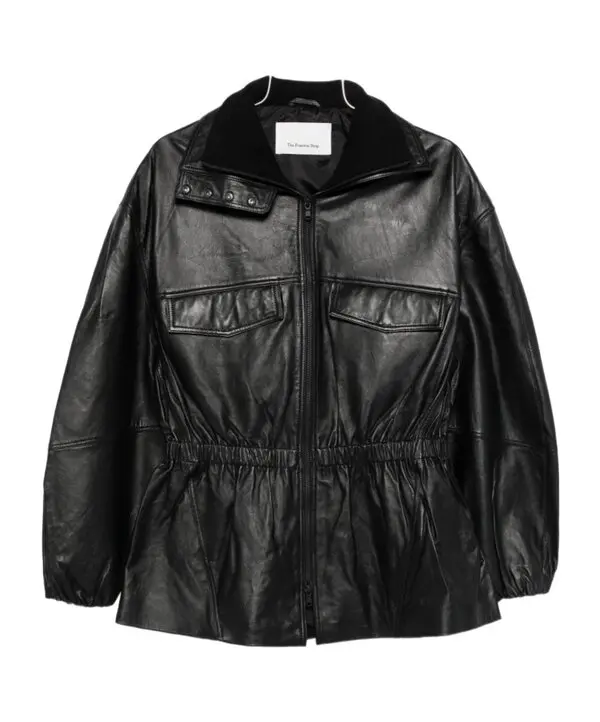 THE FRANKIE SHOP Carnaby Funnel-neck Leather Jacket - Black