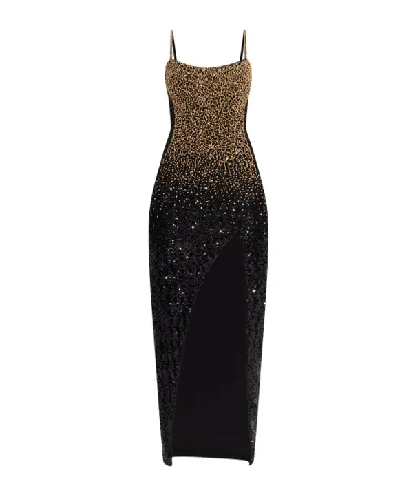 Balmain Sequin Embellished Spaghetti Strap Maxi Dress