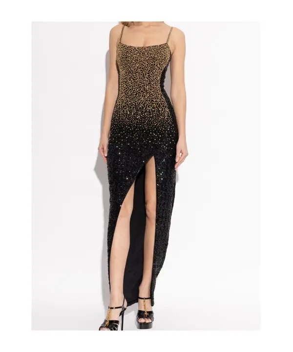 Balmain Sequin Embellished Spaghetti Strap Maxi Dress