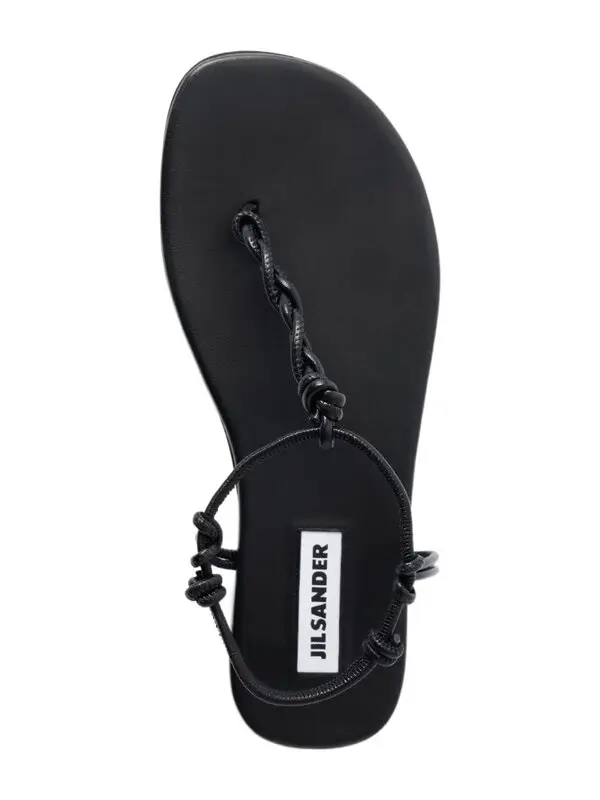 JIL SANDER Braided Leather Sandals - Black