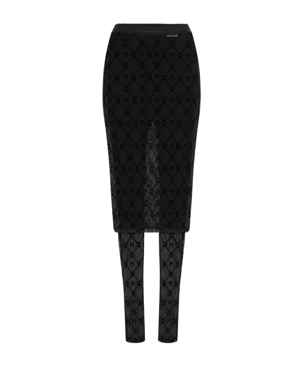 MARINE SERRE Moonogram Mesh Flocked Pant-skirt