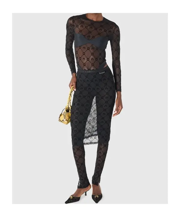 MARINE SERRE Moonogram Mesh Flocked Pant-skirt