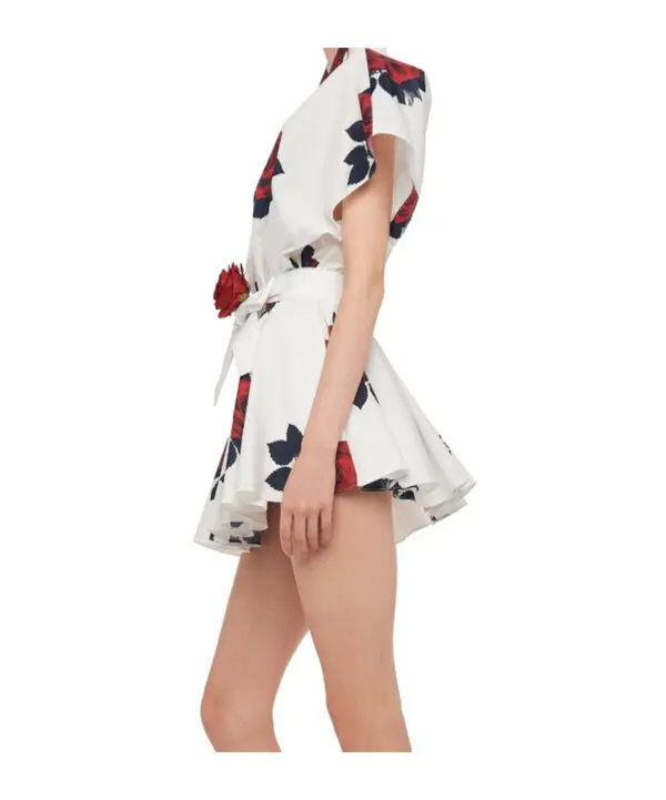 Norma Kamali Sleeveless Floral Print Wrap Mini Dress
