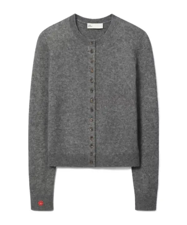 Tory Burch Floral Embroidered Cardigan - Gray