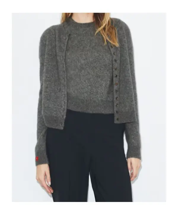 Tory Burch Floral Embroidered Cardigan - Gray