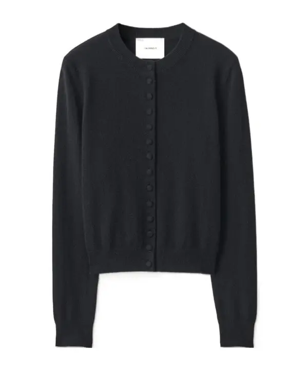 LISA YANG Wilona Crew Neck Cardigan - Black