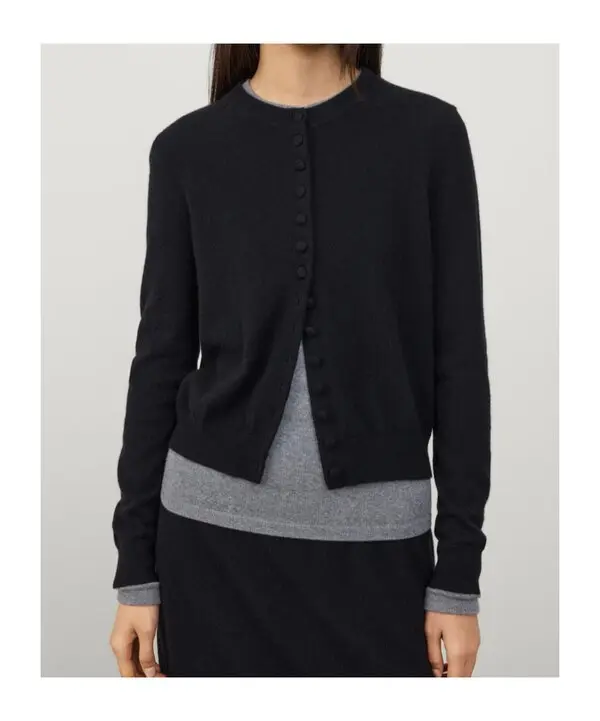 LISA YANG Wilona Crew Neck Cardigan - Black