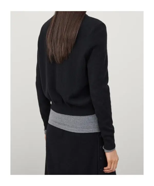 LISA YANG Wilona Crew Neck Cardigan - Black