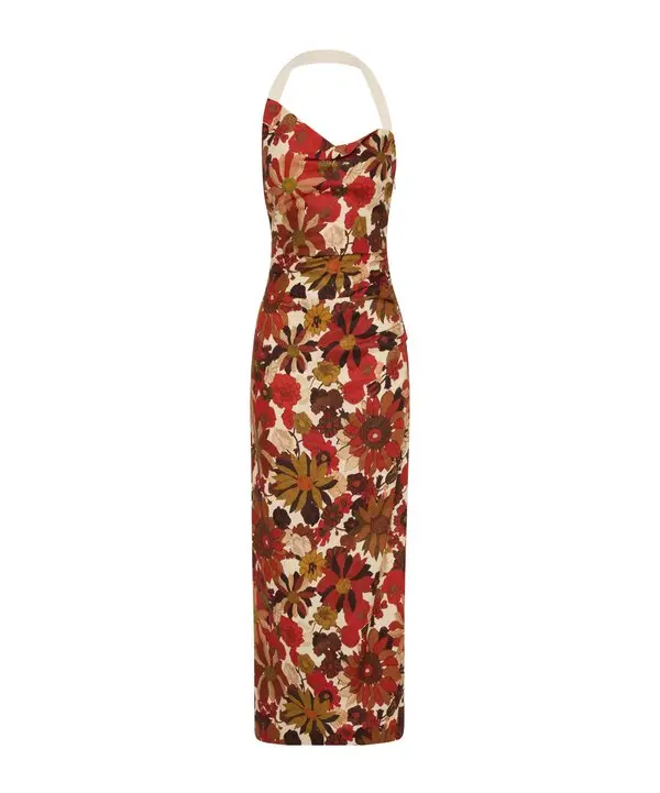 SIR. Pleated Midi Dress - Brown