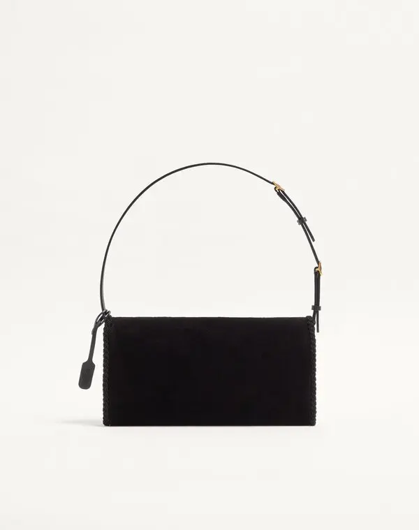 Valentino Garavani Small Embroidered Velvet Shoulder Bag - Black